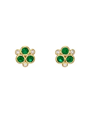 Temple St. Clair Roberto Coin 18k Yellow Gold Emerald & Diamond Stud Earrings - Green/gold