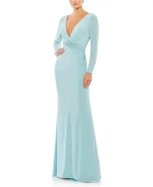 Ieena For Mac Duggal V Neck Evening Dresses