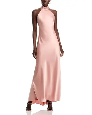 Aqua Aqua Sleeveless Satin Gown Rosegold
