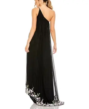 Mac Duggal One-shoulder Embellished High-low Gown - Black