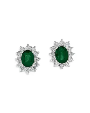 Bloomingdale'S Emerald And Diamond Starburst Stud Earrings - Emerald/white
