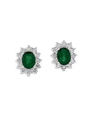 Bloomingdale'S Emerald And Diamond Starburst Stud Earrings