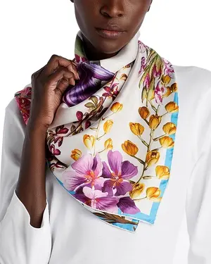 Echo Botanica Silk Square Scarf - Multi/cream