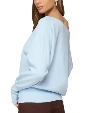 EDIKTED Off Shoulder Sweater - Light Blue
