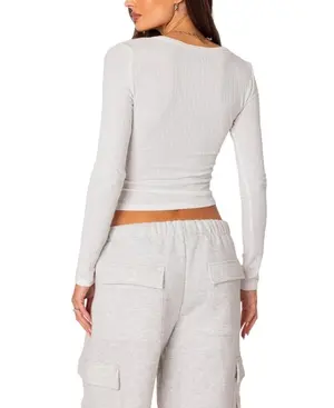 EDIKTED Noah Pointelle Top - White