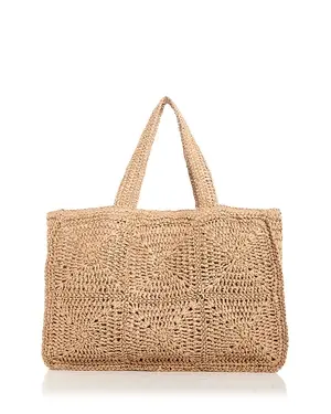 Aqua Straw Tote - Toast