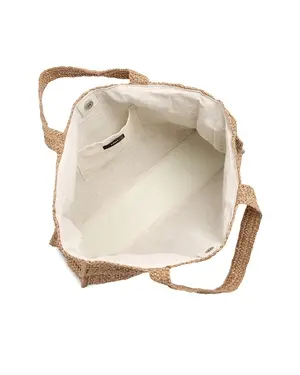 Aqua Straw Tote - Toast