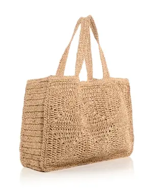 Aqua Straw Tote - Toast