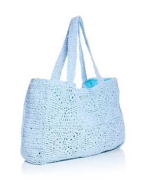 Aqua Straw Tote - Turquoise