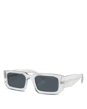 Prada Symbole Rectangle Sunglasses, 53mm Clear/gray Solid