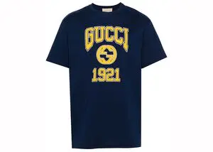 Gucci Logo Print T-shirt - Navy Blue