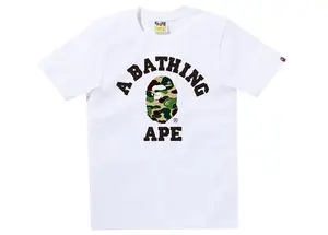 A BATHING APE ABC Camo College Tee Shirt White/green