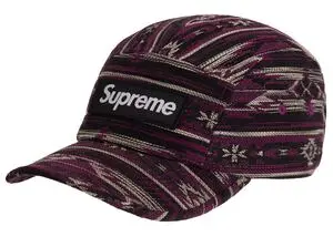 Supreme Woven Pattern Camp Cap - Purple