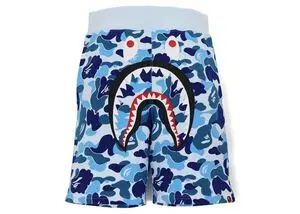 A BATHING APE Abc Camo Shark Sweat Shorts - Blue