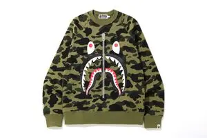 A BATHING APE 1st Camo Shark Crewneck Sweatshirt - Green