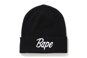 A BATHING APE Script Knit Beanie - Black