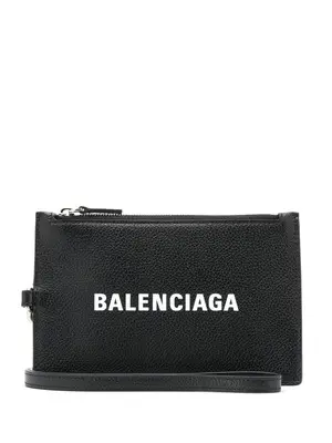 Balenciaga Logo Zip Wallet - Black