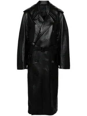 BALENCIAGA Belted Leather Trench Coat