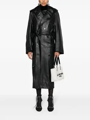 Balenciaga Belted Leather Trench Coat