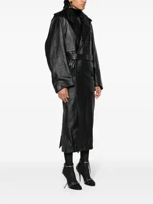 Balenciaga Belted Leather Trench Coat