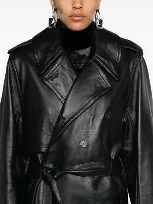 Balenciaga Belted Leather Trench Coat