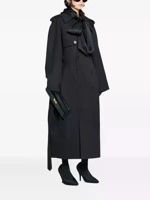 Balenciaga Pussy-bow Double-breasted Trench Coat