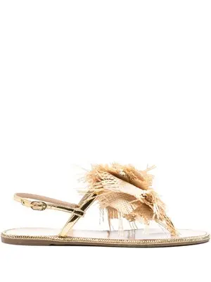 LE SILLA Raffia-weave Flat Sandals