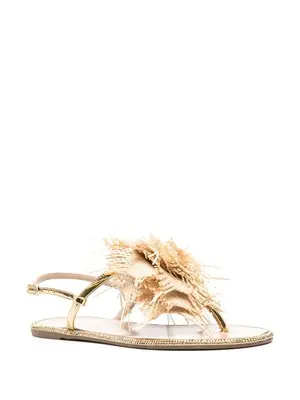 LE SILLA Raffia-weave Flat Sandals