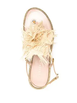 LE SILLA Raffia-weave Flat Sandals