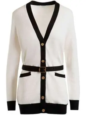 Bally Monogram-jacquard Belted Cardigan - Neutrals
