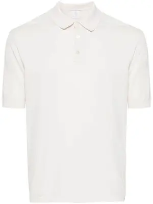 Eleventy Fine-ribbed Cotton Polo Shirt - White