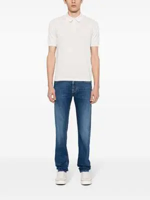 Eleventy Fine-ribbed Cotton Polo Shirt - White