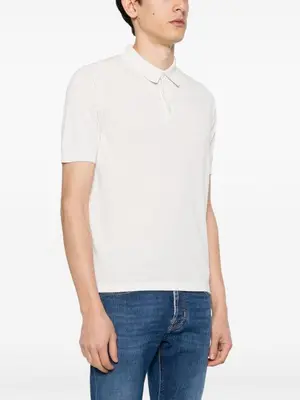Eleventy Fine-ribbed Cotton Polo Shirt - White