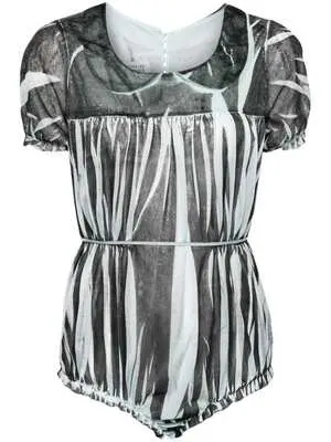 MAISON MARGIELA Zebra-print Short-sleeve Bodysuit