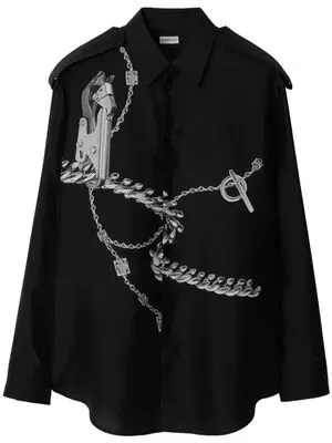 Burberry Knight Hardware-print Shirt - Black