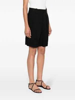 Lorena Antoniazzi Pleat-detail Linen-blend Shorts - Black