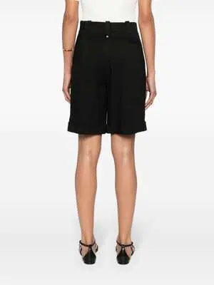 Lorena Antoniazzi Pleat-detail Linen-blend Shorts - Black