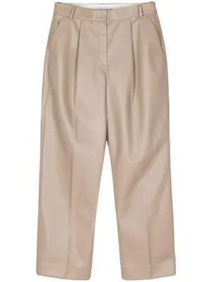 Calvin Klein Pleated Straight-leg Trousers - Neutrals
