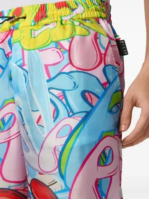 Philipp Plein Bombing Graffiti Silk Bermuda Shorts