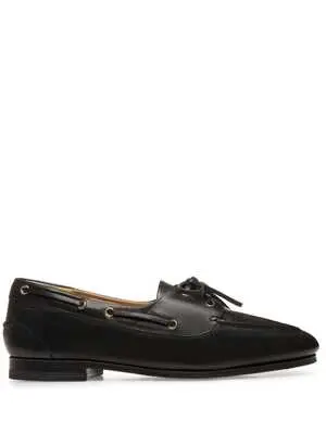 Bally Plume Leather Boat Shoes - Black