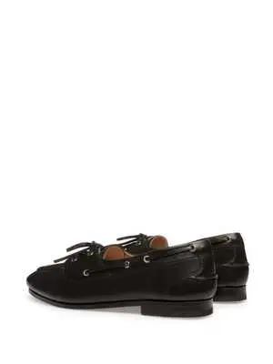 Bally Plume Leather Boat Shoes - Black
