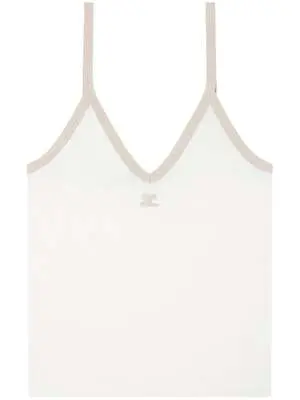 COURREGES Contrast-trim Cotton Tank Top - White