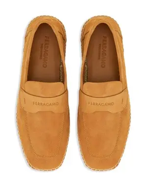 FERRAGAMO Logo-debossed Suede Loafers