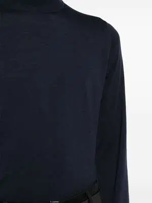 John Smedley Mock Neck Jumper - Blue