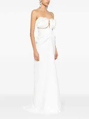 ANA RADU Floral-appliqué Draped Gown