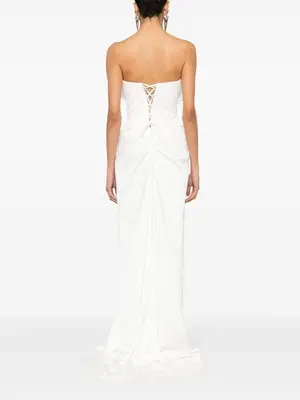 ANA RADU Floral-appliqué Draped Gown