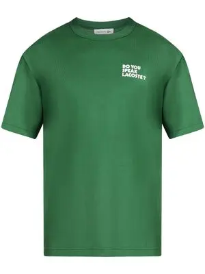Lacoste Slogan-embroidered Cotton T-shirt
