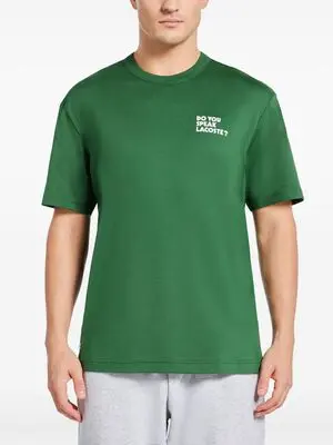 Lacoste Slogan-embroidered Cotton T-shirt