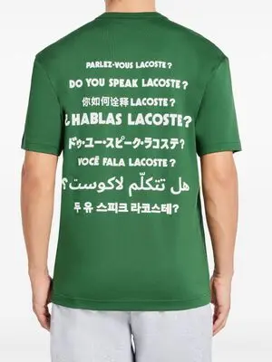 Lacoste Slogan-embroidered Cotton T-shirt