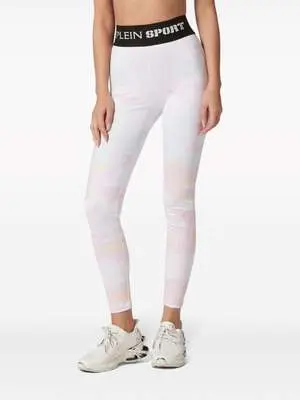 PLEIN SPORT Camouflage-print Leggings - White